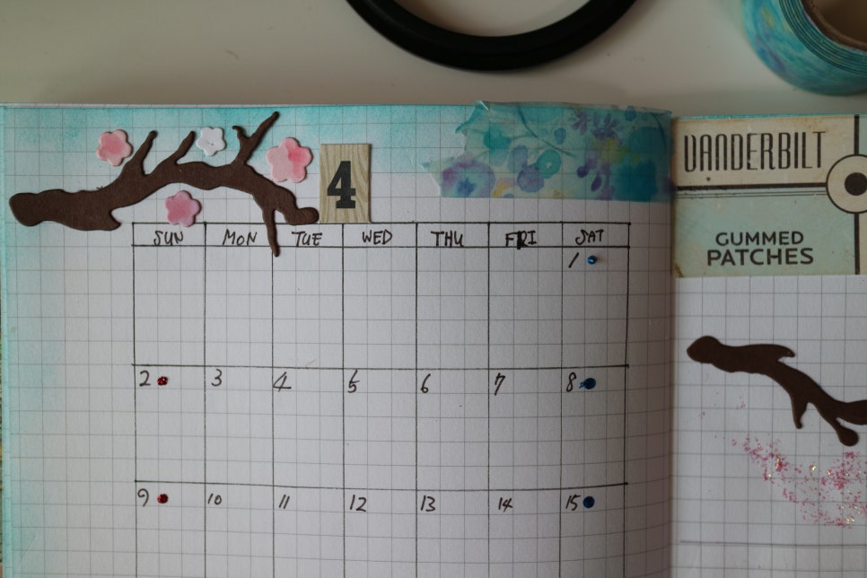 다이어리 꾸미기 불렛저널 Bullet Journal 먼슬리 4월 벚꽃놀이 네이버 블로그