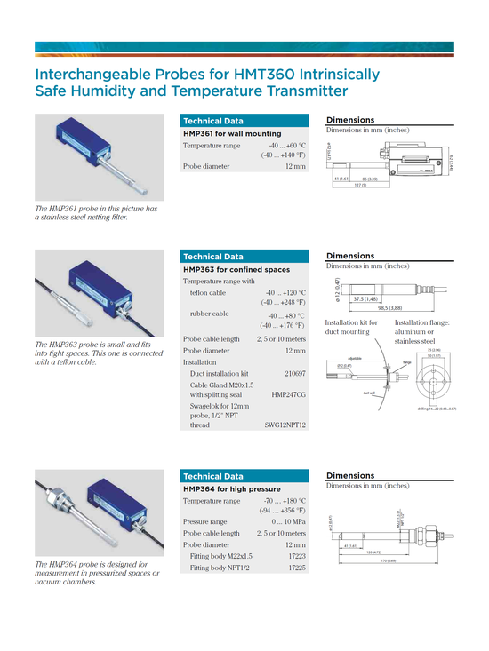 바이살라(VAISALA) / (주)파인웨더 / 산업용 방폭형 온도습도센서, 방폭형 온습도계 자료 / Vaisala HMT360 ...