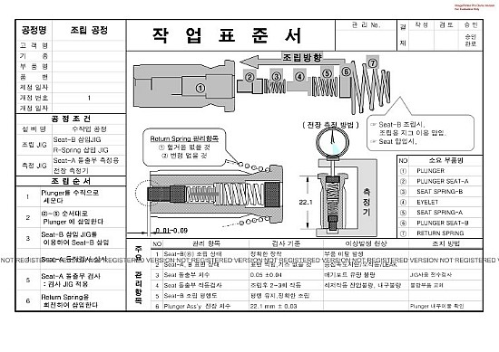 Sq인증마크 5스타 Cnc 선삭가공 Assy조립 작업표준서 작동유 방청유 윤활유 점검 기준서 공정검사 자주검사연마가공