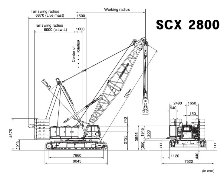 크롤러 275톤 크레인 SCX2800-2 제원표 및 임대컨설팅 : 네이버 블로그