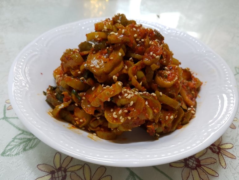 오이지무침밥에 물만 말아서 오독오독 씹히는 맛있는 오이지반찬 네이버 블로그