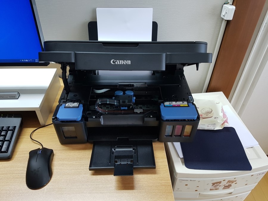 캐논 G3900 정품 무한잉크 프린터 알람램프 깜빡임 증상 네이버 블로그