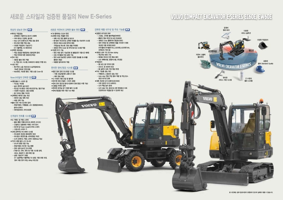[볼보굴삭기] EC60E / 볼보휠굴삭기 EW60E 제원 카탈로그 : 네이버 블로그