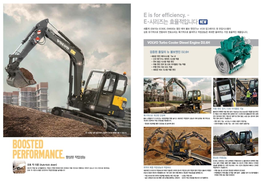 [볼보굴삭기] EC60E / 볼보휠굴삭기 EW60E 제원 카탈로그 : 네이버 블로그