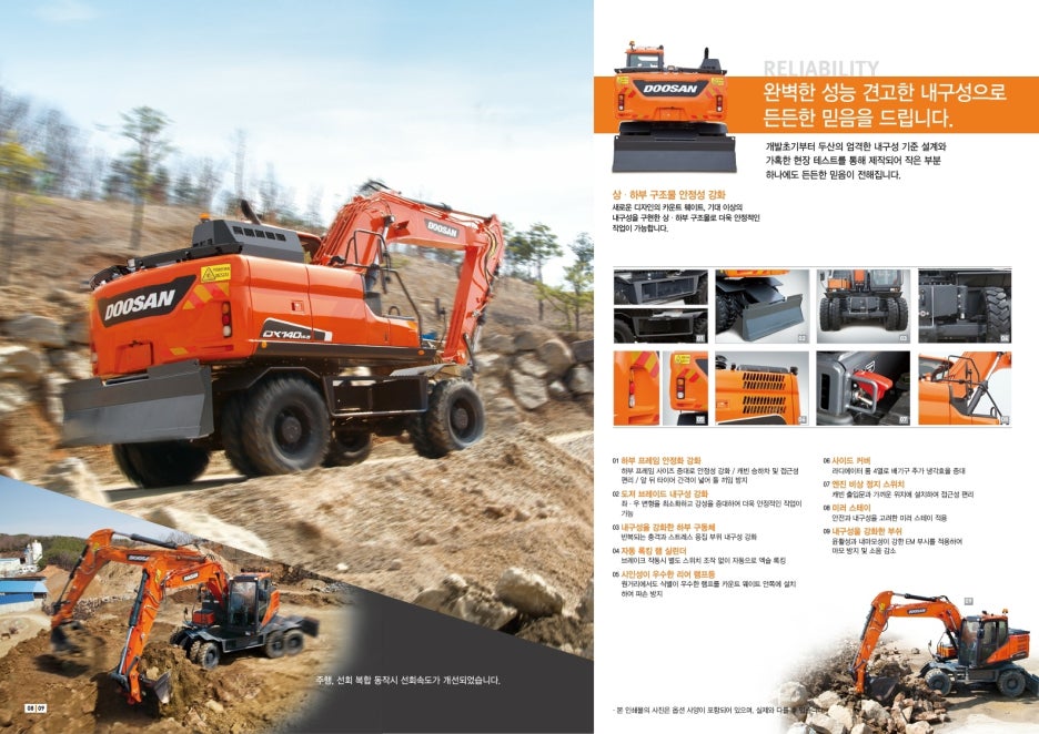두산휠굴삭기 DX140W-5 제원 카탈로그 : 네이버 블로그