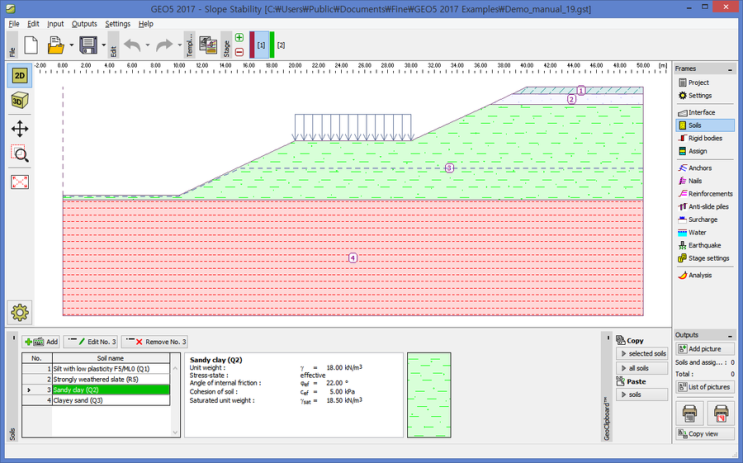 GEO5 - Slope Stability 에 의한 사면안정(억지말뚝) 해석 : 네이버 블로그