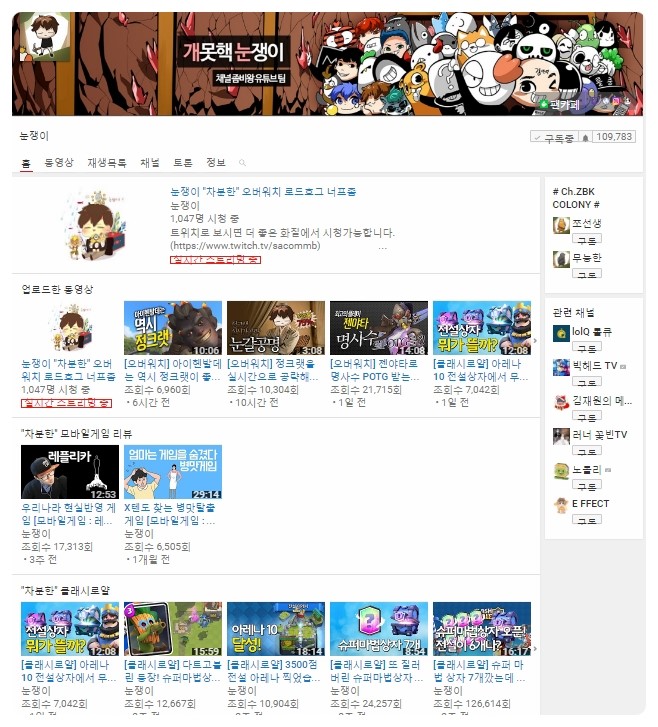 [유튜브] 눈쟁이 : 네이버 블로그