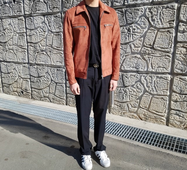 남자 스웨이드자켓 코디구찌벨트롱와이드팬츠아디다스 슈퍼스타 유뱅의 데일리룩 블로그 네이버 블로그