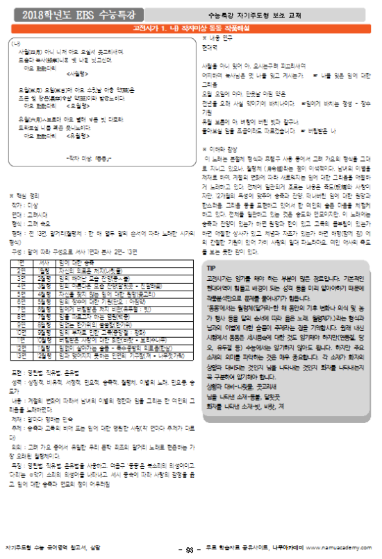 2018학년도 Ebs 수능특강 고전시가 1강 나 작자미상 동동 해석 작품해설 문학 네이버 블로그