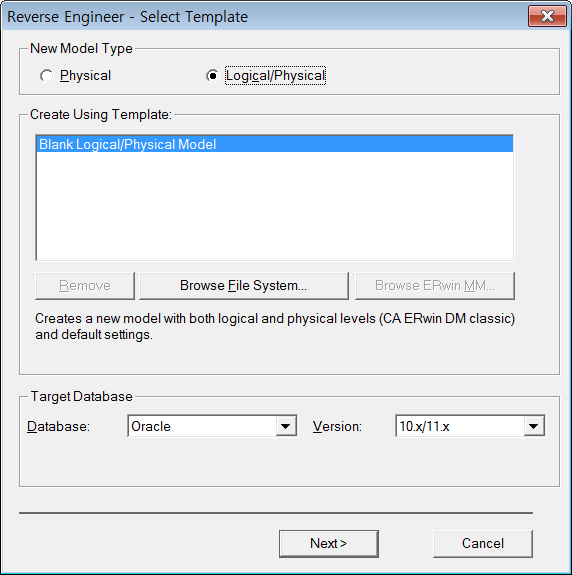 Oracle에서 ERWin Reverse Engineering으로 Physical/Logical Schema 생성 따라하기 ...