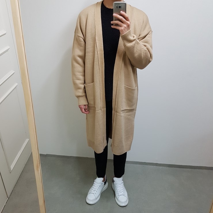 베이지 남자 롱가디건 코디오버핏 부클니트슬랙스알렉산더맥퀸st 오버솔 스니커즈 유뱅의 데일리룩 블로그 네이버 블로그