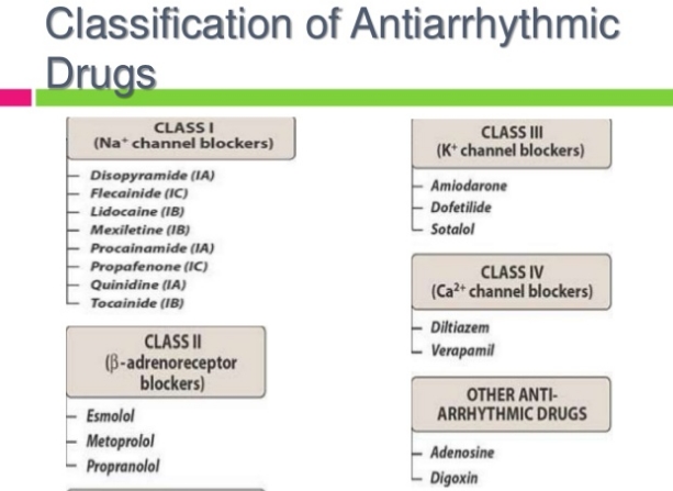 항부정맥제 (antiarrhythmic agents), Vaughan-Williams, Class IA, B, C, II(bB ...