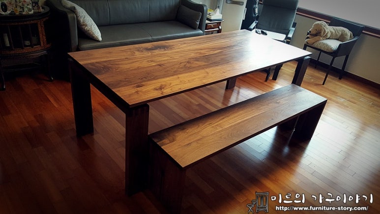 월넛 원목 6인용, 8인용 식탁과 벤치 : 네이버 블로그