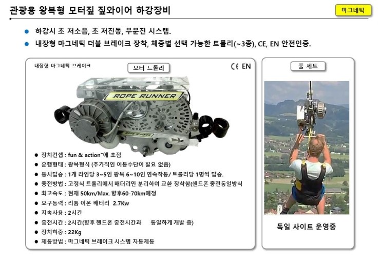 모터짚라인용 마그네틱 브레이크 내장형 하강 트롤리 세계최초개발 운영중 네이버 블로그