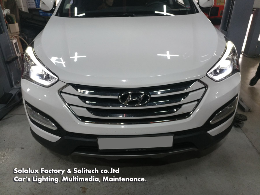 산타페DM 인터넷 저가형D3S HID램프로 고생하고 솔라룩스D3S Snow Plus+ 5500K로 HID램프교환.. 산타페DM D1S광량업그레이개발회사,산타페DM LED ...