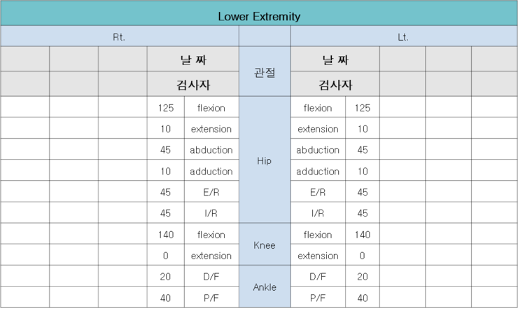 ROM, MMT 평가지 : 네이버 블로그