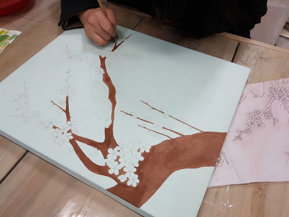 부산 민화 민화 배우는 곳부산 한국화 화실소과도매화 그리기다박새화명동 직장인 취미 미술태교 미술한국화 클래스