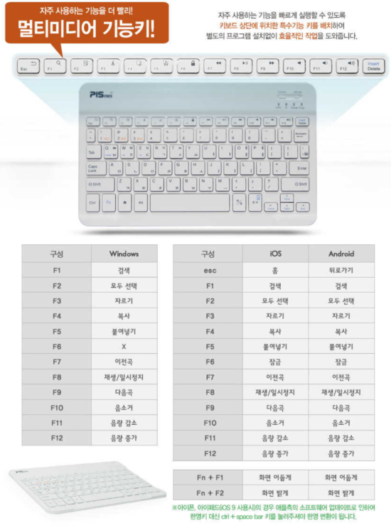 [매뉴얼] PISnet BlueKey 블루투스 키보드 : 네이버 블로그