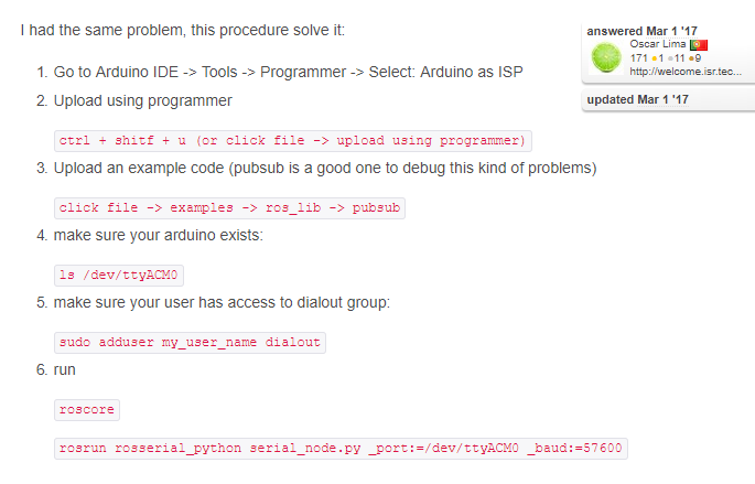 [ROS - rosserial] unable to sync with device 오류
