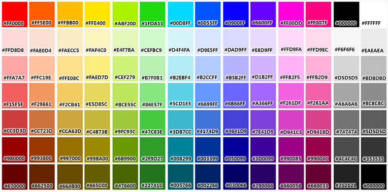 한 눈에 보는 RGB / HTML 색상표 모음 : 네이버 블로그