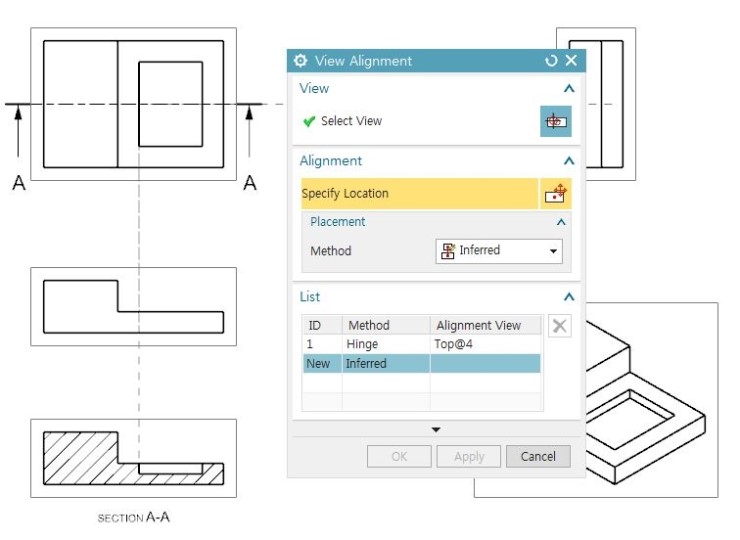 [UG-NX 12] Section View (단면도)의 위치를 마음대로 옮기고 싶을 때! : 네이버 블로그