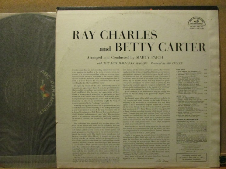 (예약) Ray Charles And Betty Carter ‎– Ray Charles And Betty Carter 미국 ...