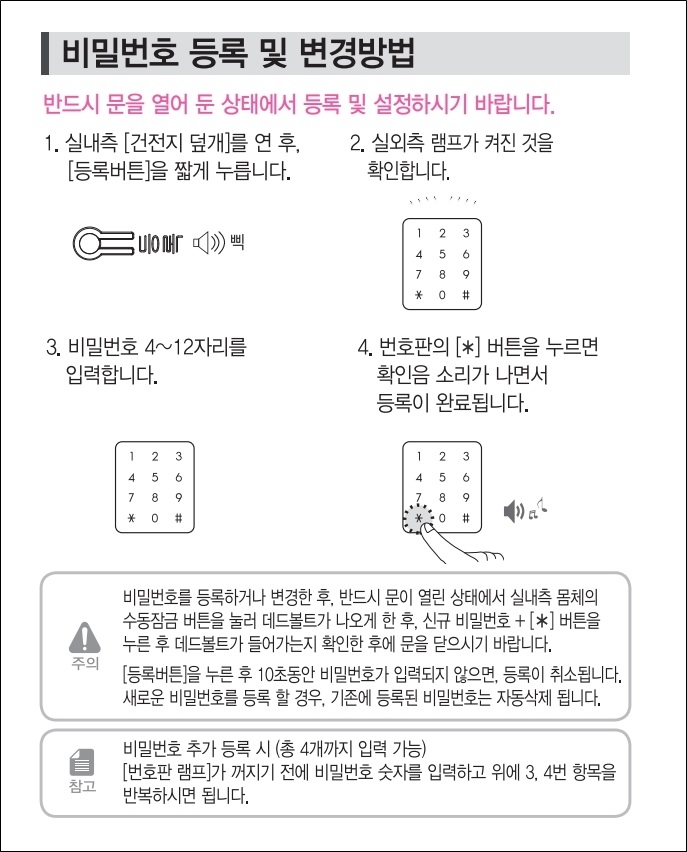 현관 디지털도어락 도어록 번호키 전자키 비밀번호 변경방법 비번 설정방법 회사별정리 네이버 블로그