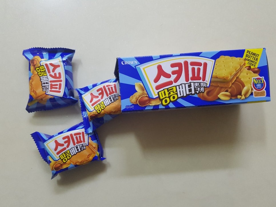 Gs25 과자 후기 크라운 스키피 땅콩버터 샌드위치 쿠키 네이버 블로그