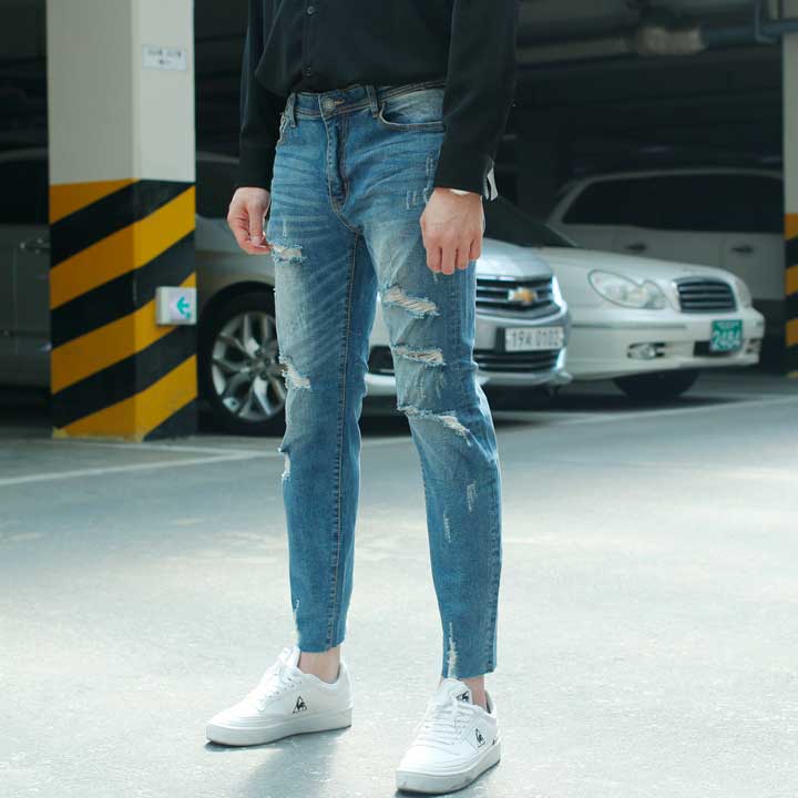 남자 찢청 진청 히든밴딩 스판 찢어진청바지 네이버 블로그