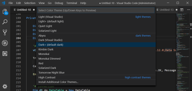 비쥬얼 스튜디오 코드 테마 변경하기(How do I change the color of my Visual Studio code ...