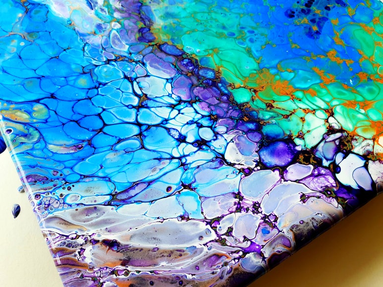 아크릴 플루이드 아트fluid Art 물감 푸어링 기법으로 바다 무늬 추상화 네이버 블로그