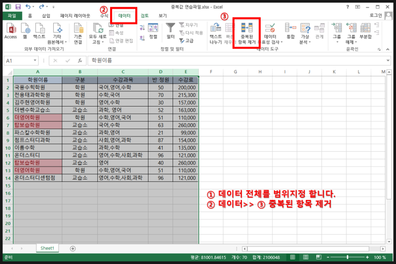 엑셀 중복값 찾기 제거하기 그리고 실수하기 쉬운 오류 동명이인 중복 값 제거 네이버 블로그