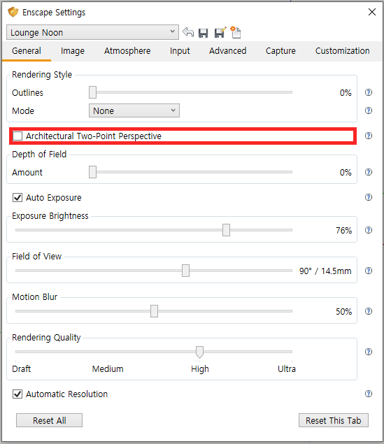 #4 Enscape Rendering Setting (엔스케이프 렌더 세팅), 엔스케이프 독학 : 네이버 블로그