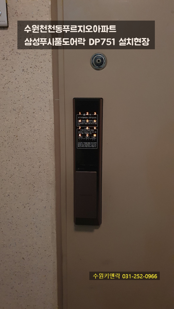 수원도어락 번호 카드키사용푸시풀 삼성DP751 수원천천푸르지오 천천동번호키 : 네이버 블로그