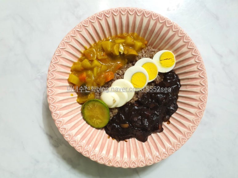 짜장카레 사이좋게 한그릇에 담아 네이버 블로그
