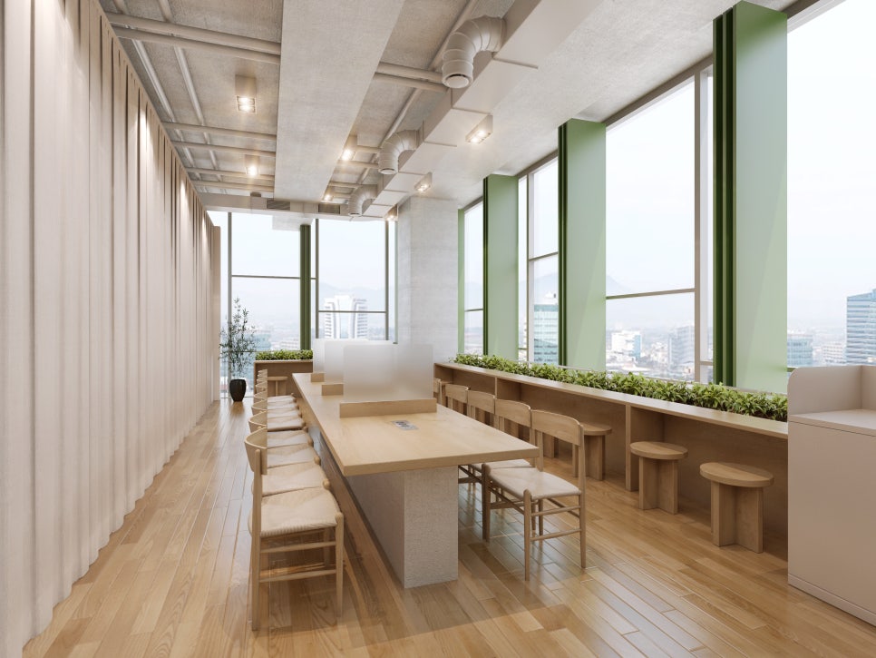 깔끔한 우드 마감으로 아늑하고 편안한 분위기의 사무실 인테리어 디자인 : 네이버 블로그