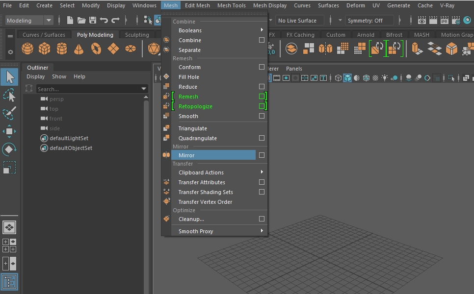 마야(Maya)에서 축을 기준으로 대칭 오브젝트 만들기(Mirror) : 네이버 블로그
