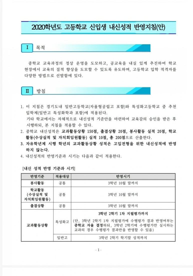 서울 경기도 중학교 특목고 진학순위 및 경기도 중학교 내신성적계산법 네이버 블로그