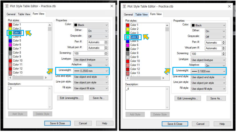 [캐드] ctb 설정, 추가하기 / 선굵기 변경하기. : 네이버 블로그
