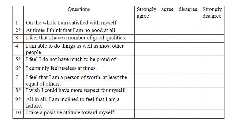 :) 로젠버그 자존감 척도(RSES,Rosenberg self-esteem scale) + 설문지 첨부 : 네이버 블로그