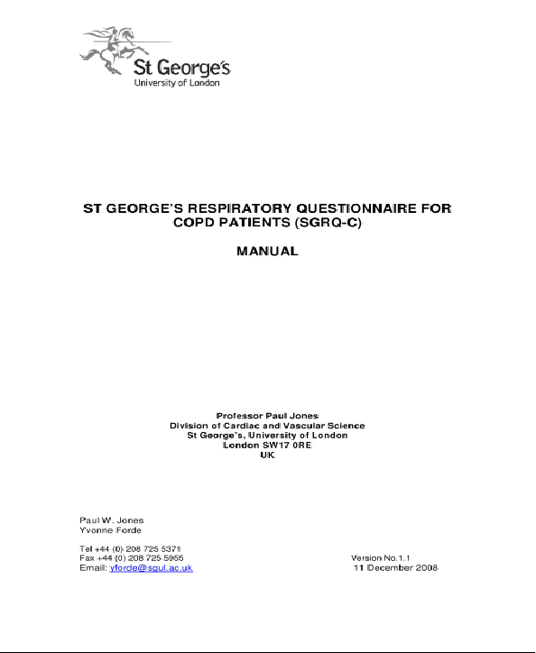 SGRQ (St. George's Respiratory Questionnaire) : 네이버 블로그