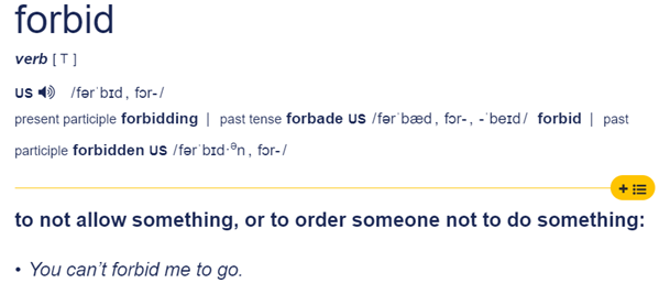 forbid, prohibit, ban 뜻의 미묘한 차이점 알아보자 : 네이버 블로그