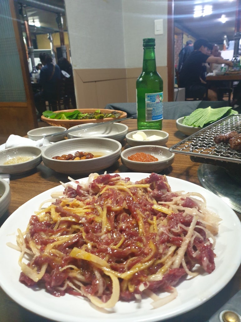 경주 강동 맛집 청산 숯불 한우 갈비살 꽃갈비살 육회 된장찌개 물냉 비냉 대딩부터 단골집 친한이모 사장님 이모들 숨은 찐맛집