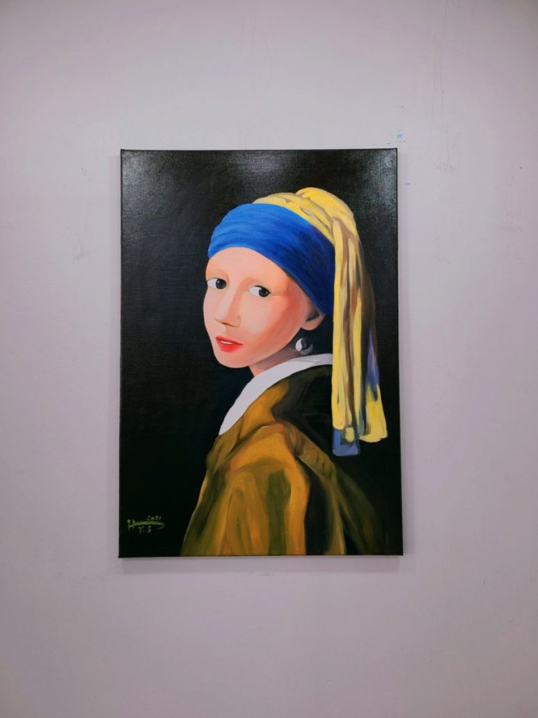 명화따라그리기 진주 귀고리를 한 소녀 요하네스 페르메이르 천안유화작업실 갤러리카페 그리다화실 네이버 블로그