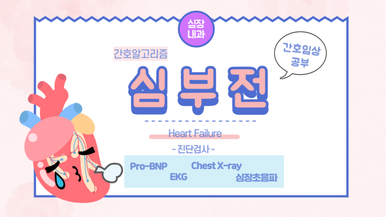 간호알고리즘 심부전이 의심되는 대상자에게 진행할 수 있는 진단검사는 간호사로서 내가 확인해야하는 일들은 무엇일까요