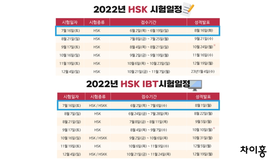 2022년 하반기 HSK시험일정 : 네이버 블로그