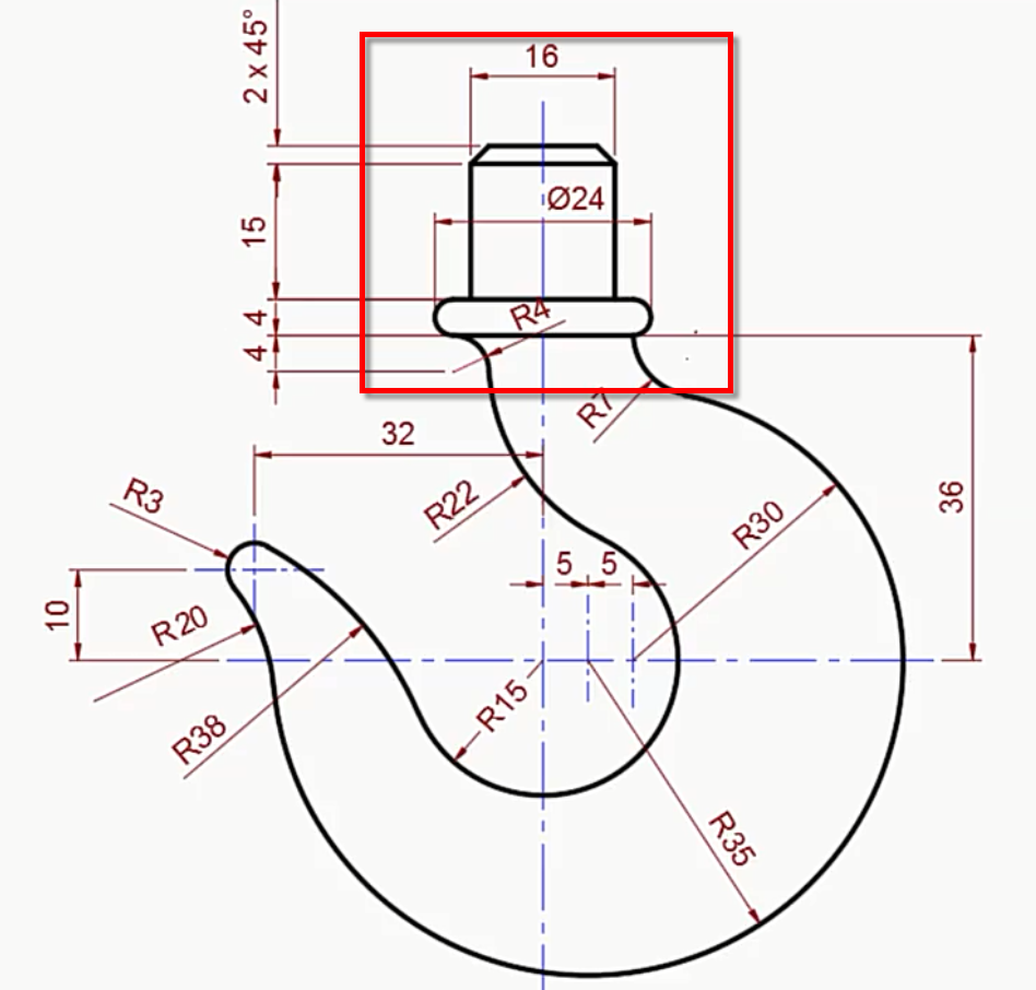 Autocad 크레인 후크 2차원 도면 그리기 네이버 블로그
