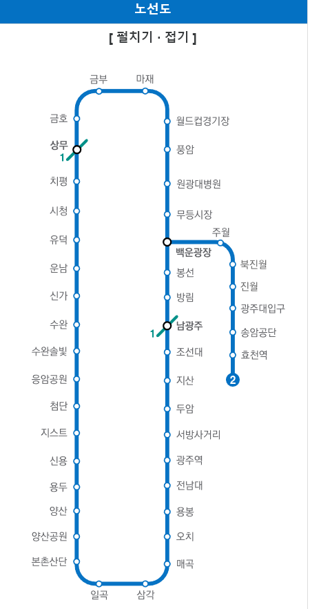 광주 지하철 2호선 노선도 네이버 블로그