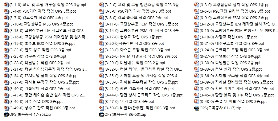 703개 공종별 OPS 260개 공종별 위험성평가 자료 다운로드 링크 : 네이버 블로그