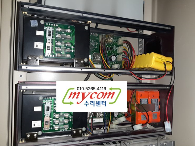 동방전자 하이먹스2 Hi Mux Ii Gr형 복합식 소방수신기 예비전원 배터리 충전이상으로 파워모듈pcb 교체 수리 완료